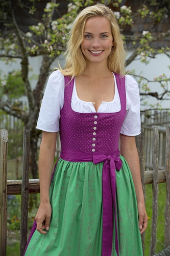 Dirndl Niki beere mit grün rosa Blümchen